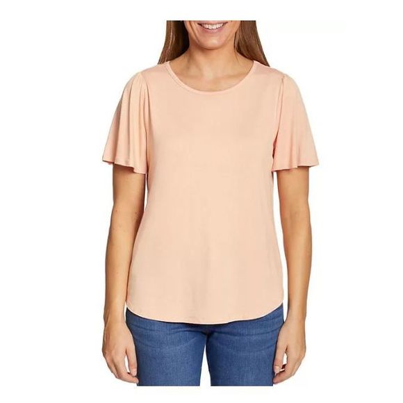 Nine West | Tops | Nine West Ladies Flutter Sleeve Top Peach Haze Size ...